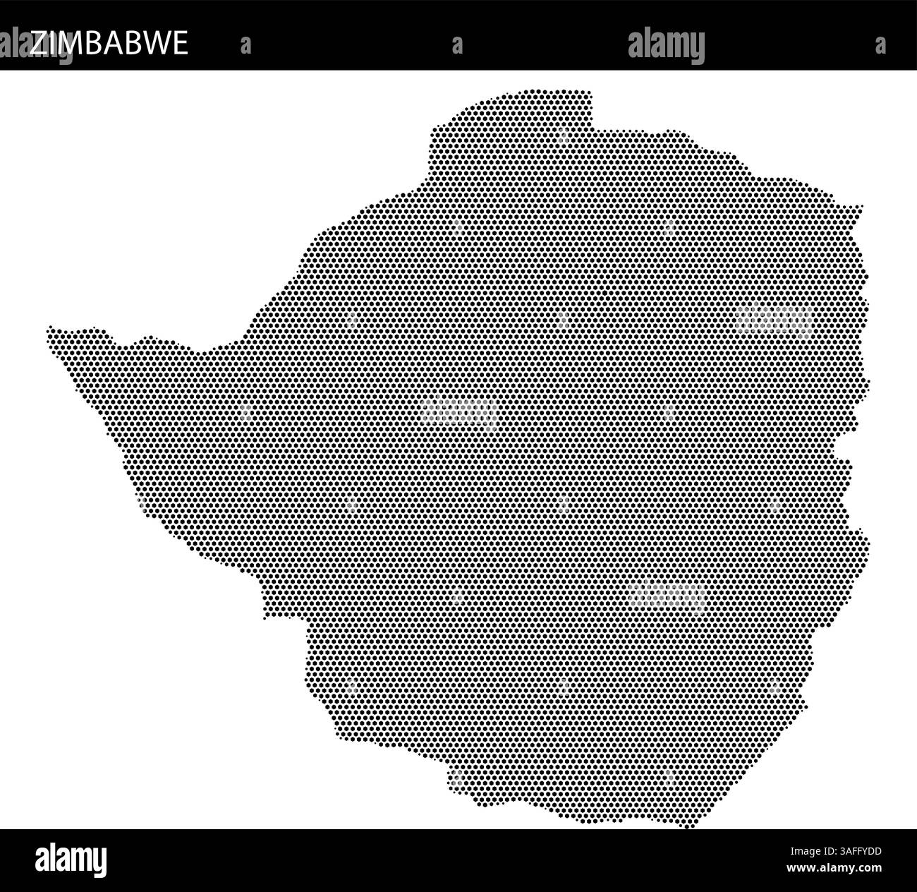 A dot pattern map of Zimbabwe, highlighting the country's geographical ...