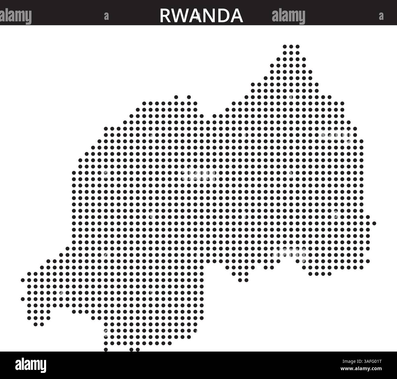 Dot-styled representation of Rwanda showcases its geography ...