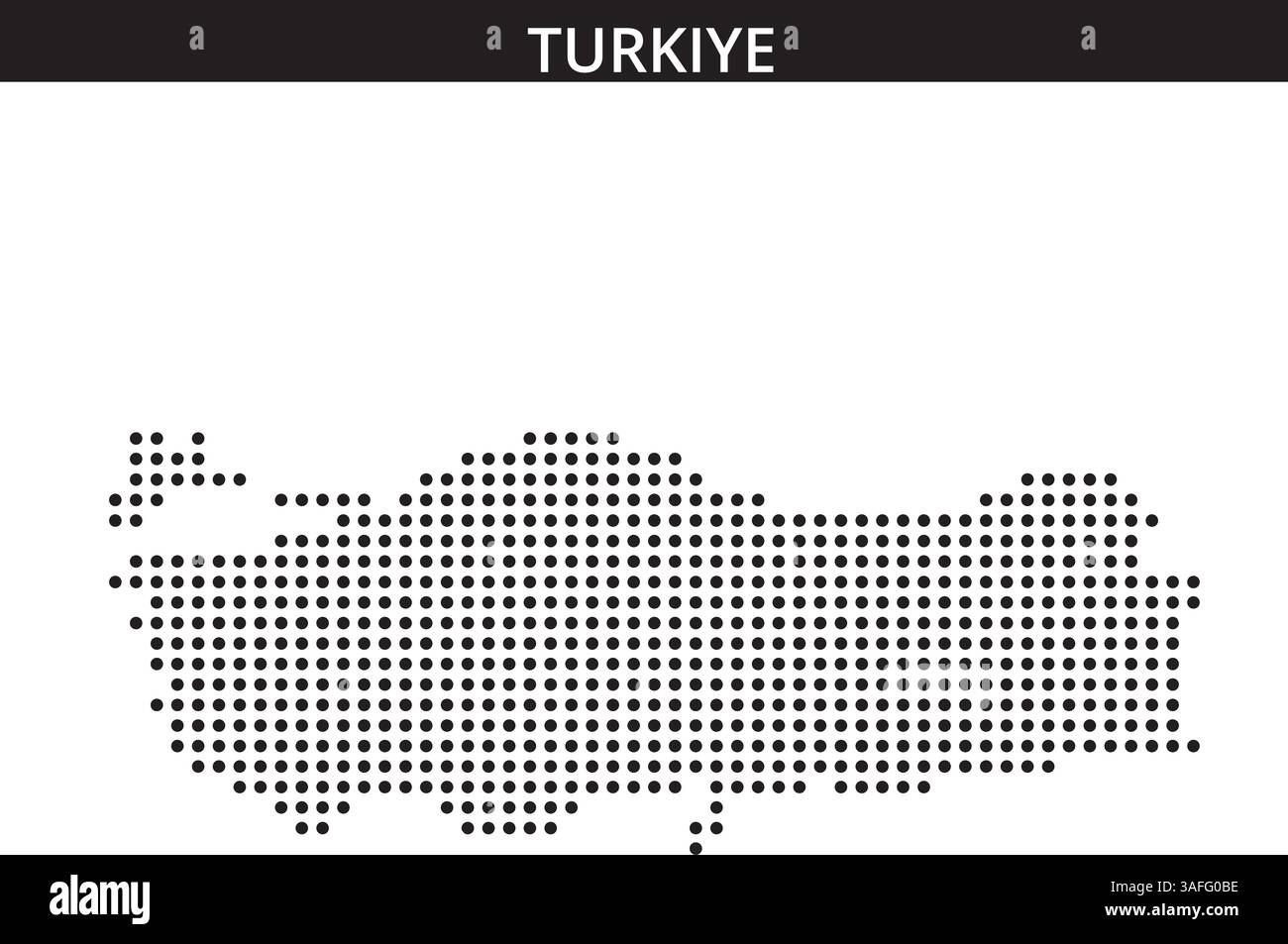 Detailed map of Turkey created using a dotted design, highlighting the ...