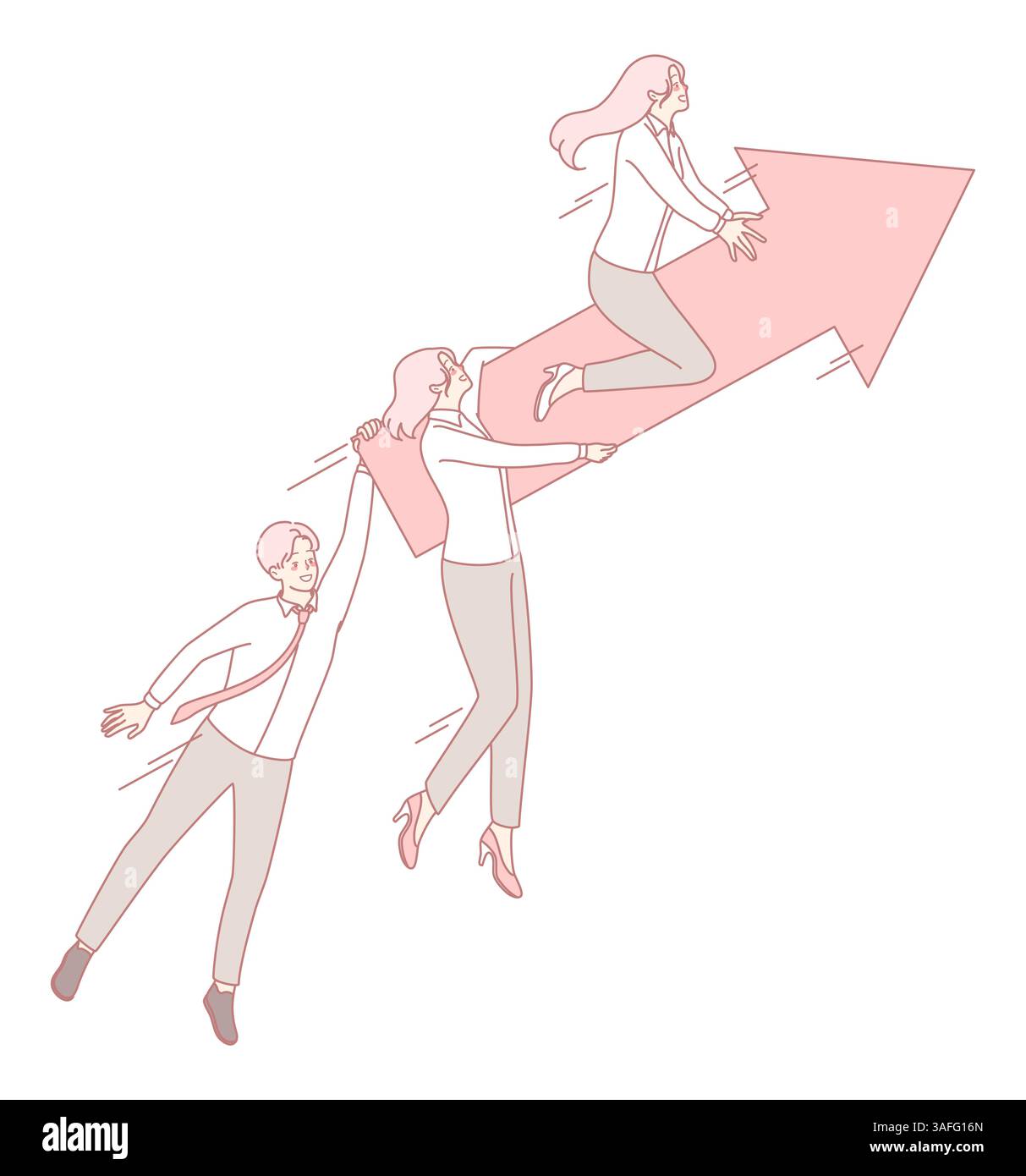 This illustration captures teamwork and progress in a dynamic business ...