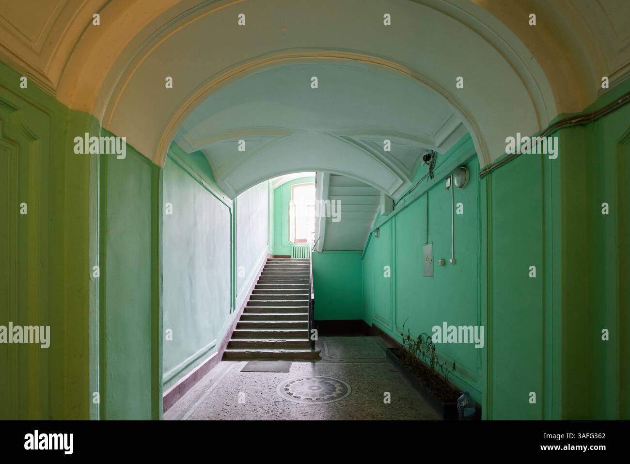 Experience a beautiful architectural passage with stunning green walls ...