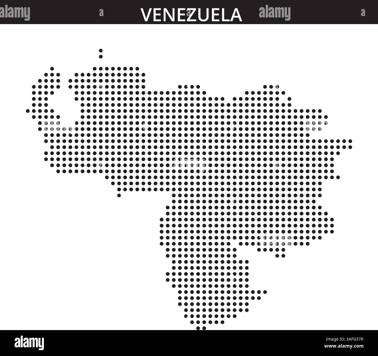 A detailed map outline of Venezuela created with a dotted design ...