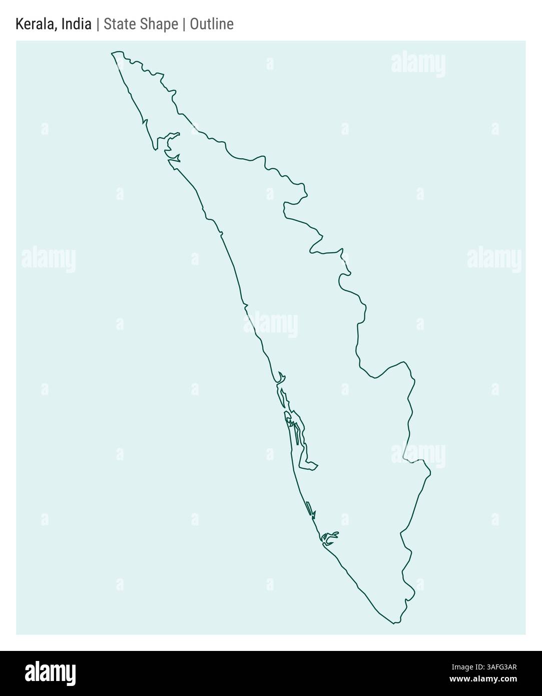 Kerala, India. Simple vector map. State shape. Outline style. Border of ...