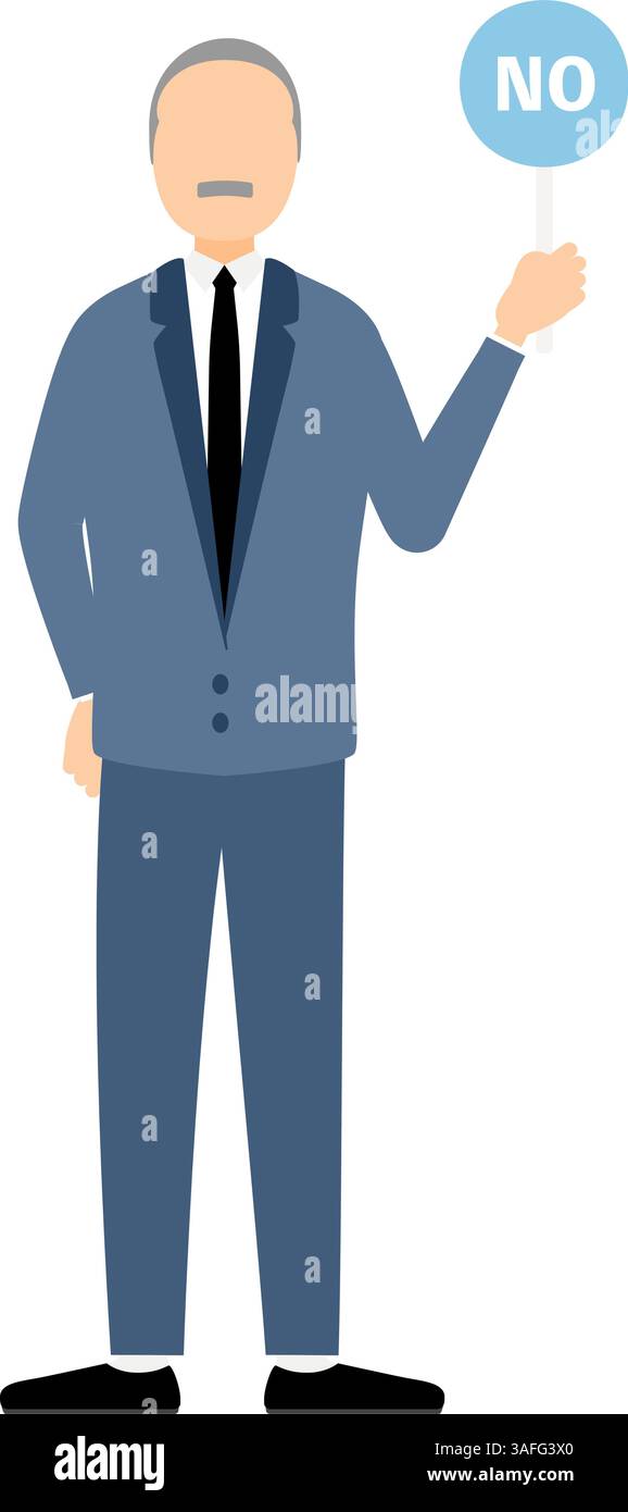 Simple illustration of businessman in business suit holding a yes-no ...