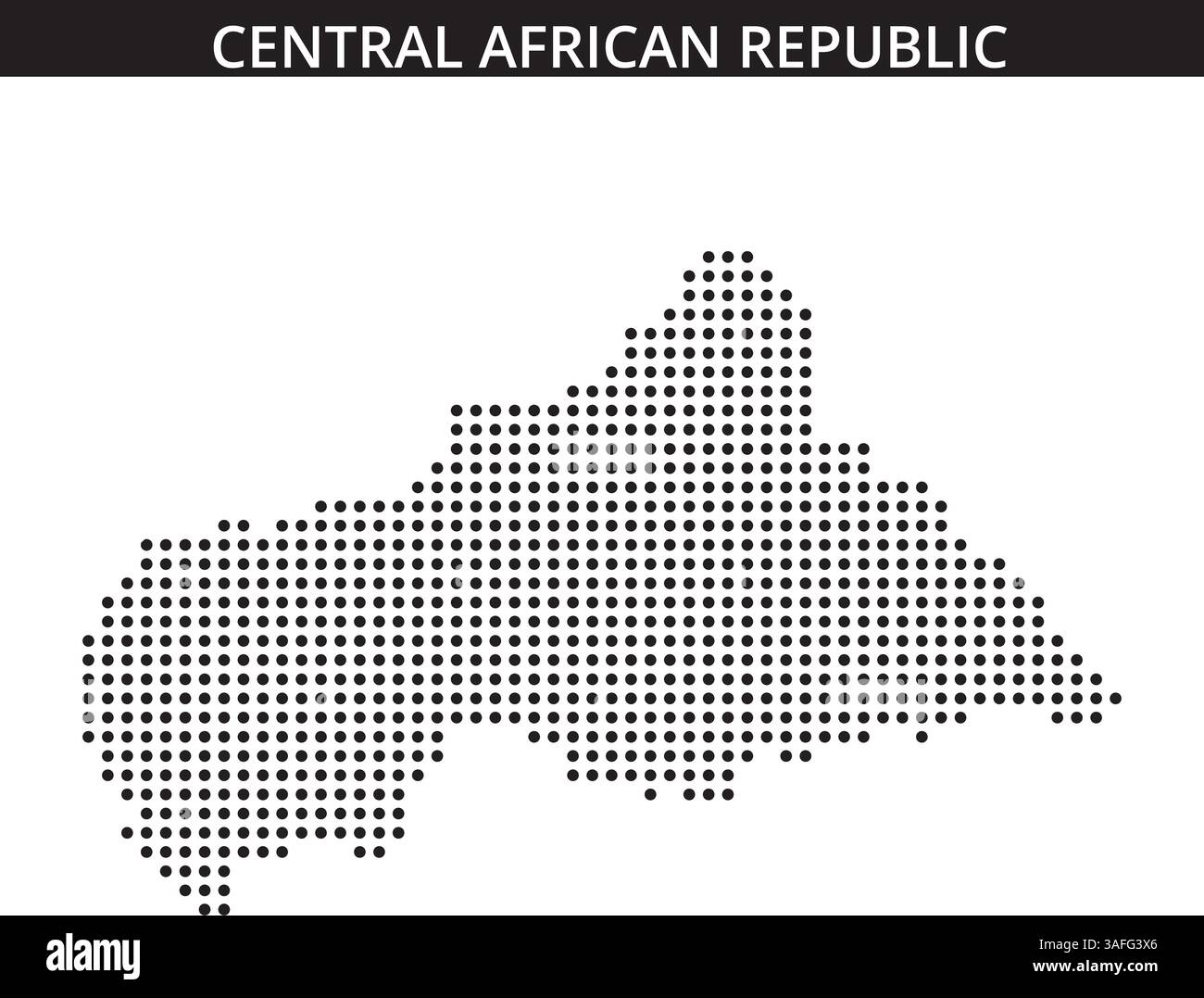 The outline of Central African Republic is displayed with a dotted ...