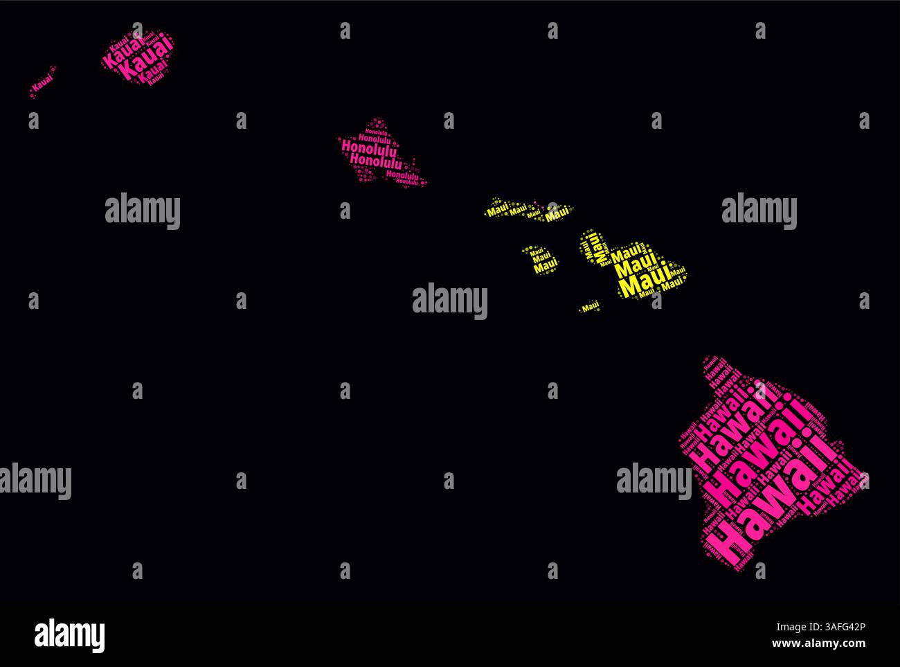 Hawaii word cloud bright hi-res stock photography and images - Alamy