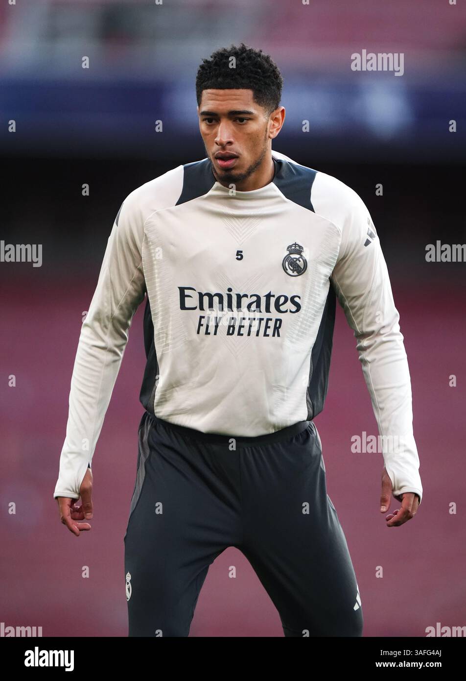 Real Madrid's Jude Bellingham during a training session at the Emirates ...