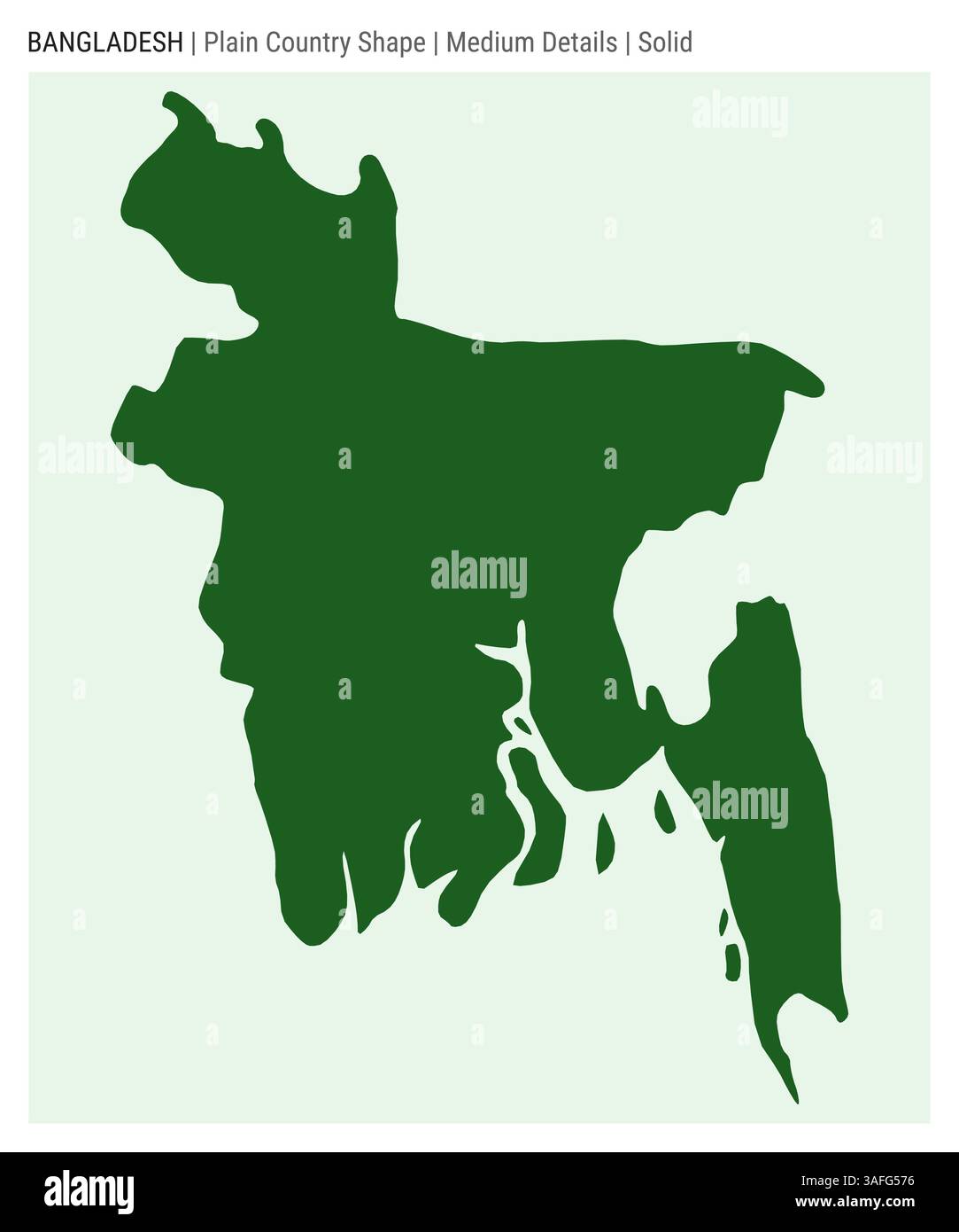 Bangladesh plain country map. Medium details. Solid style. Shape of ...