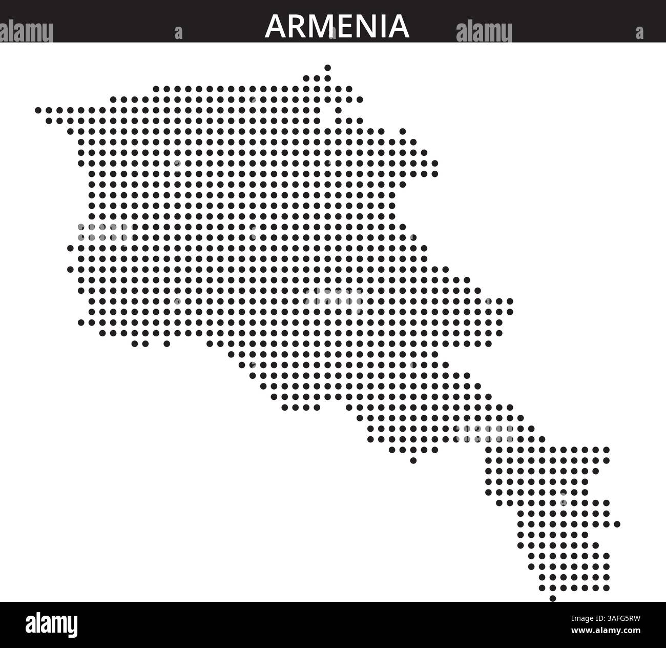 A unique dotted map illustrates Armenia's geographical outline and key ...