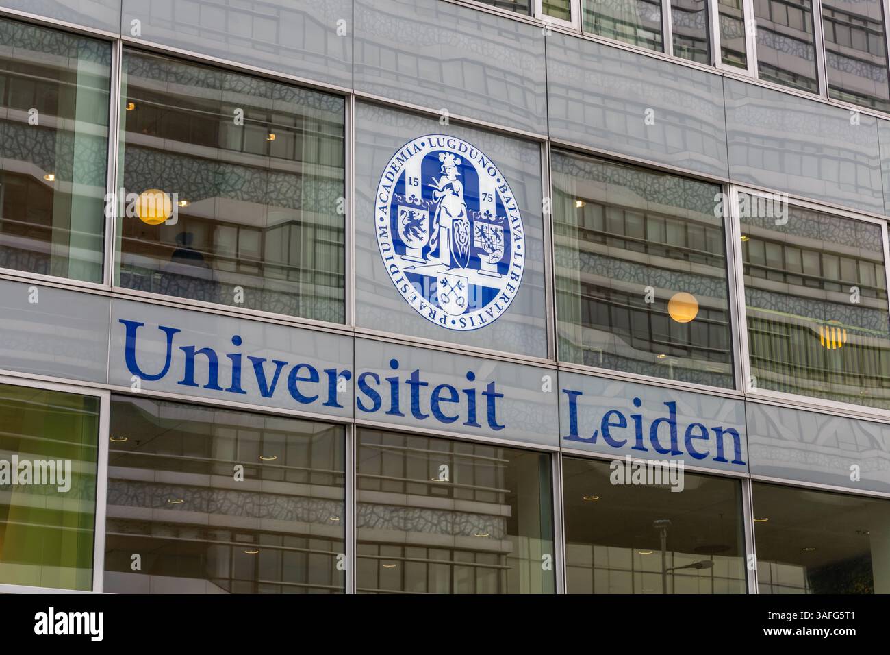 The Hague, the Netherlands. 15 February 2025. Leiden University logo ...