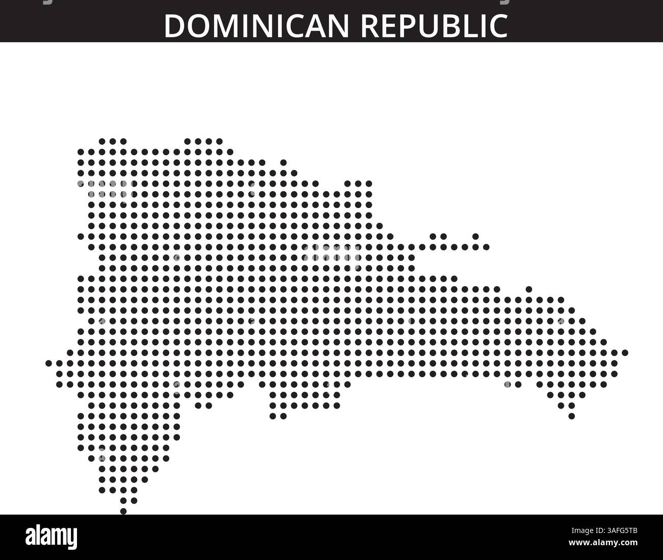 A dotted pattern outlines the shape of the Dominican Republic ...