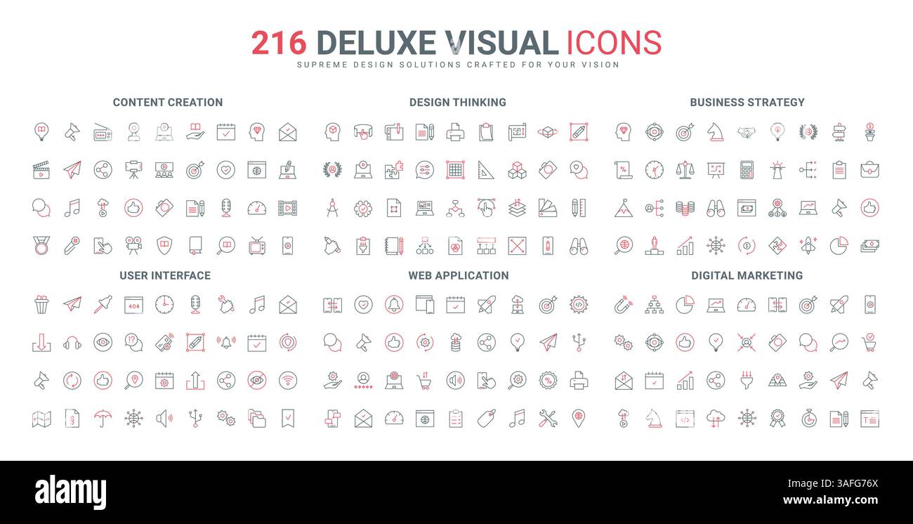 Web application and UI, creative thinking, design idea and project development line icon set ...