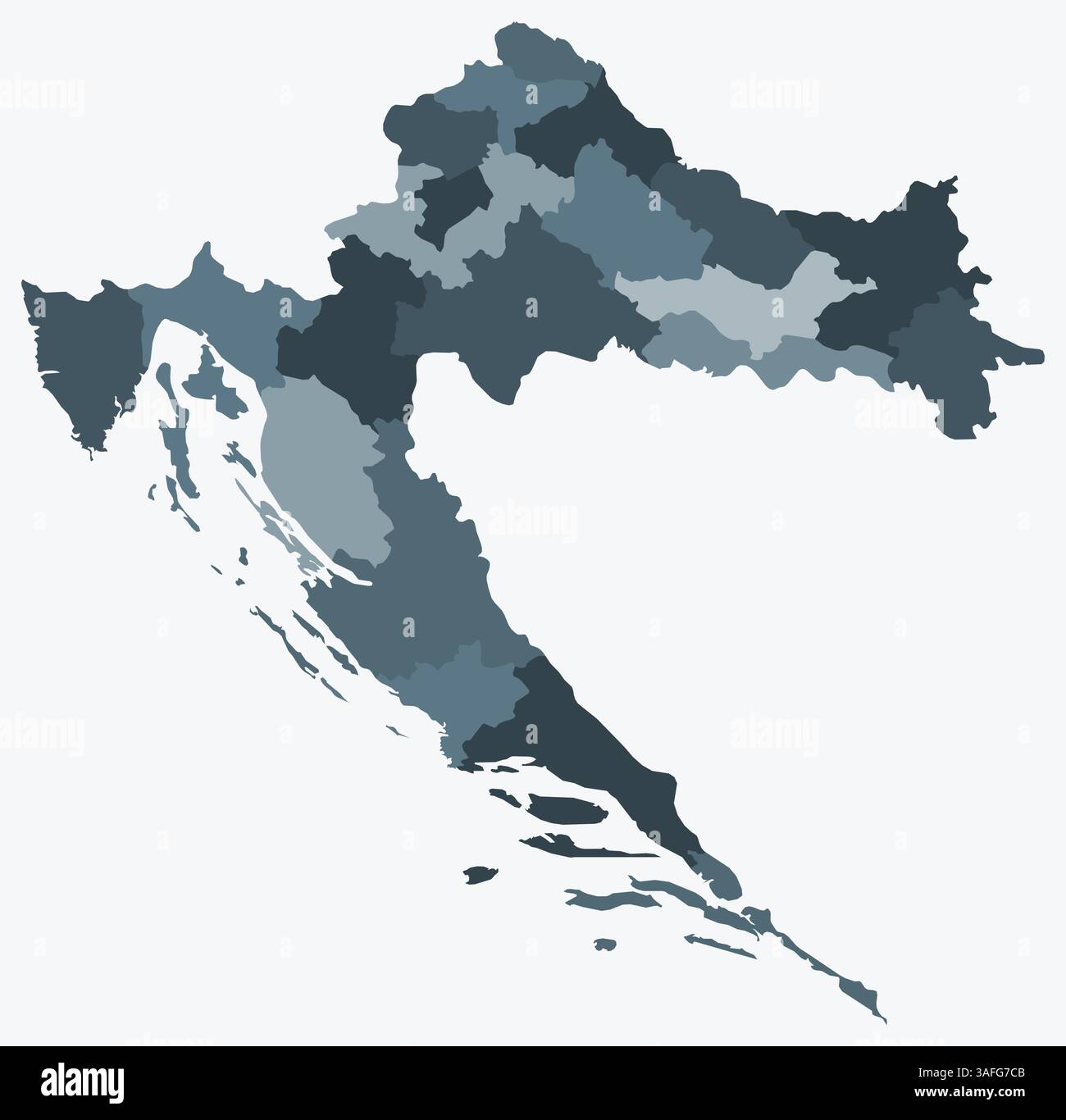 Map of Croatia with regions. Just a simple country border map with ...