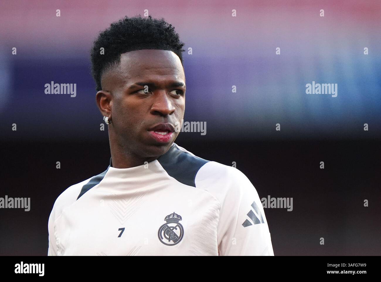 Real Madrid's Vinicius Junior during a training session at the Emirates ...