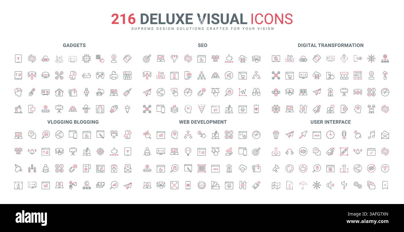 Web development and code testing, SEO line icon set. Search for blogger ...