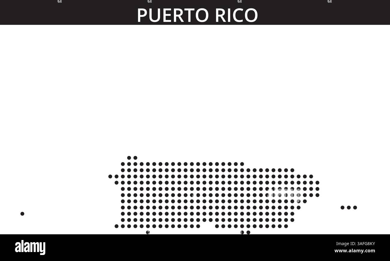 A creative map of Puerto Rico showcased with a dotted pattern and wavy ...