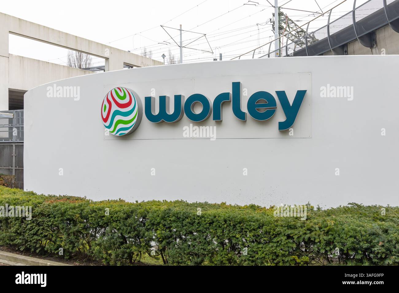 The Hague, the Netherlands. 15 February 2025. Worley logo at the ...
