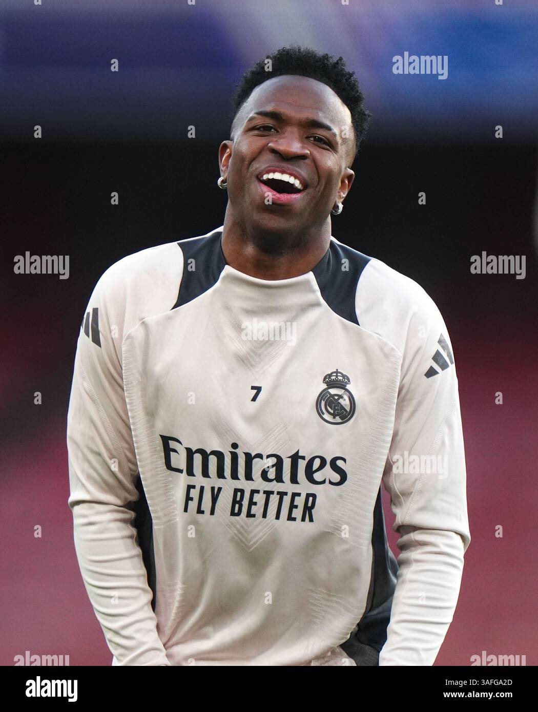 Real Madrid's Vinicius Junior during a training session at the Emirates ...