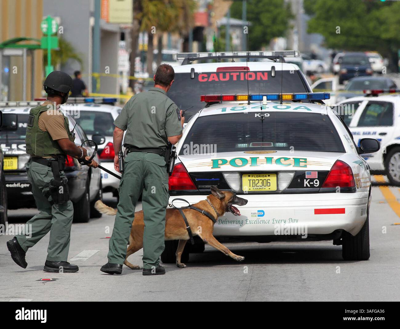 April 27, 2012 - Coral Gables, FL, USA - A perimeter is established by ...