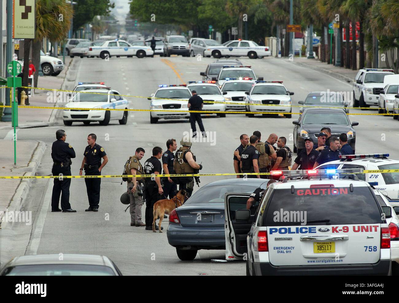 April 27, 2012 - Coral Gables, FL, USA - A perimeter is established by ...