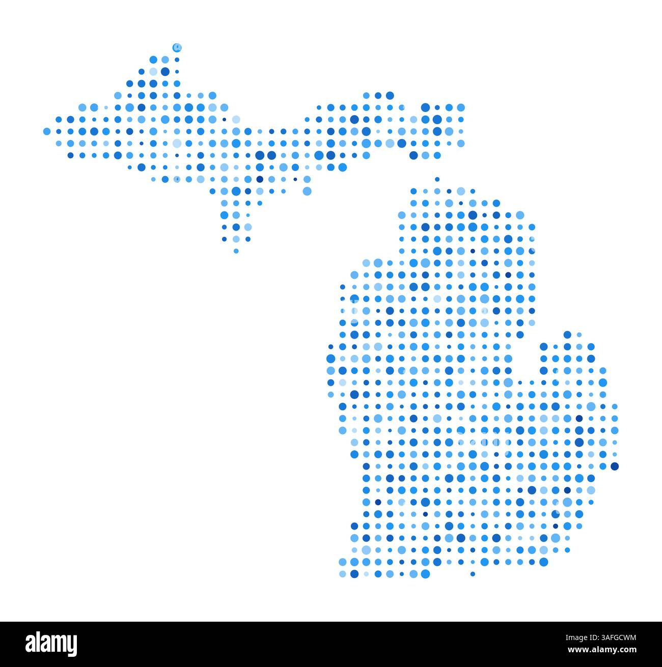 Michigan Dot Map. US State Digital Style Shape. Michigan vector image. US State shape blue ...