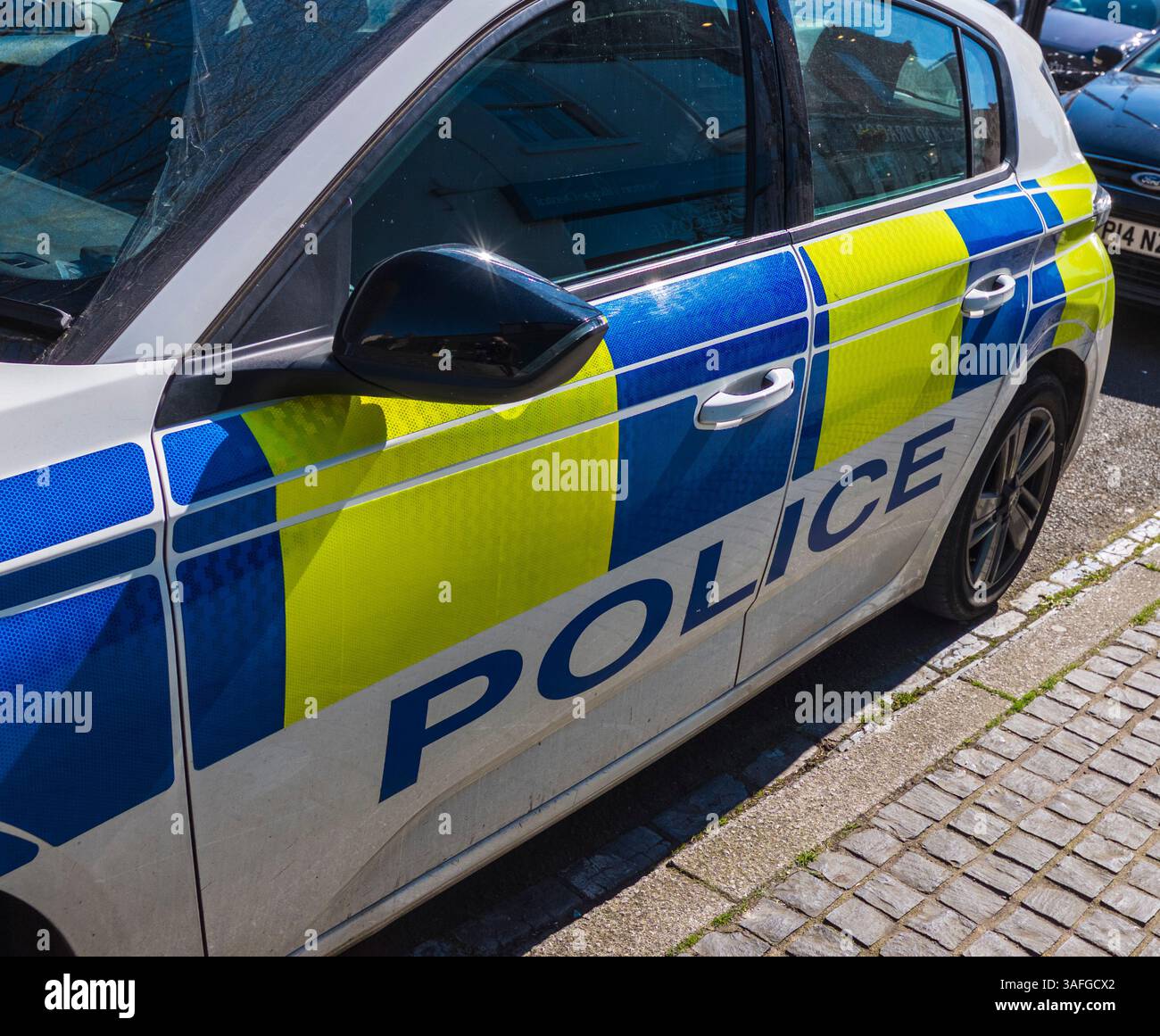 Police car parked up at roadside in Norton on Tees, England,UK with ...