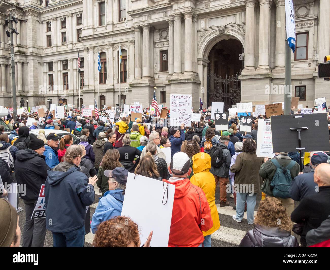 Anti-Trump demonstration protest march and rally, Philadelphia ...