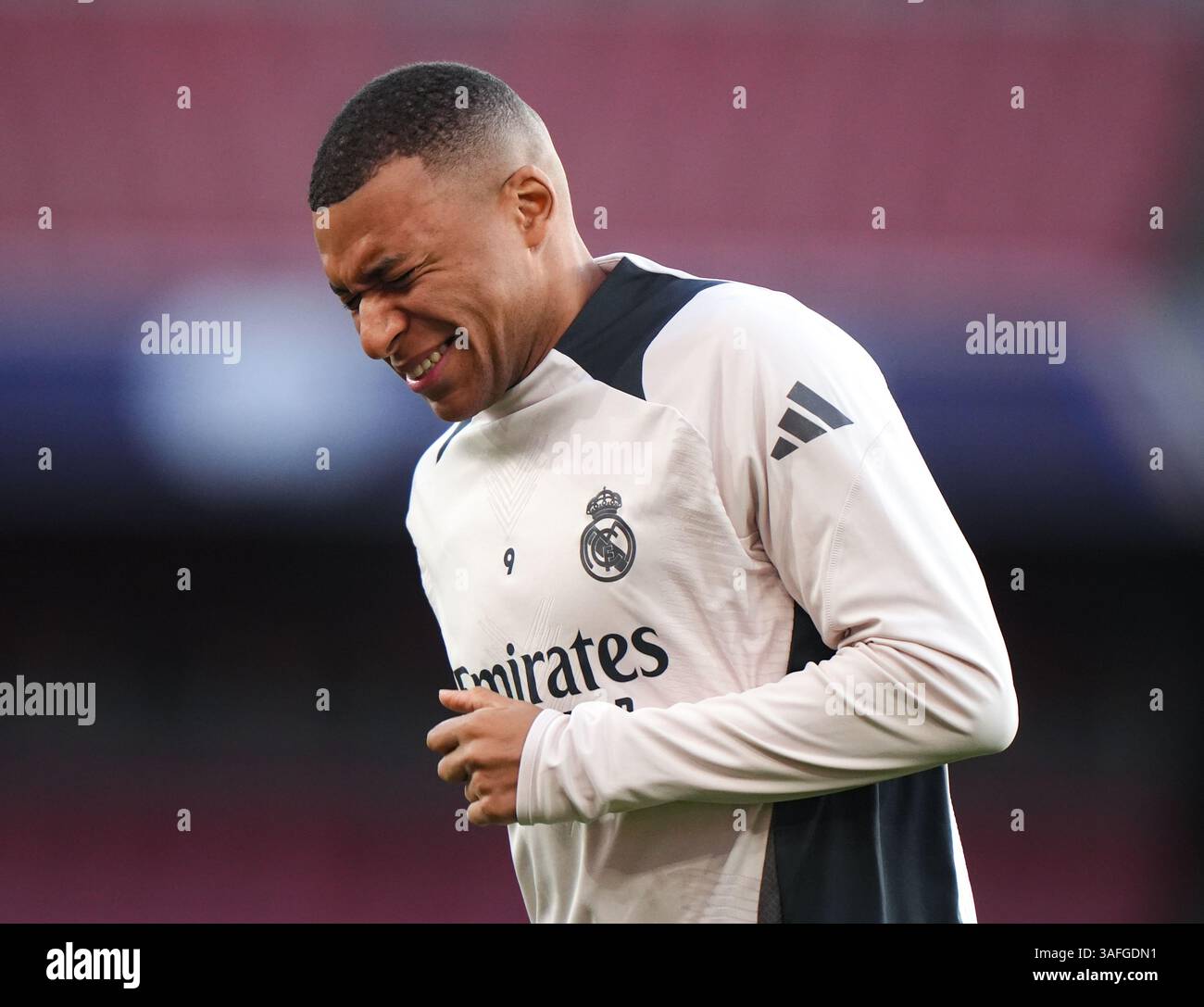 Real Madrid's Kylian Mbappe during a training session at the Emirates ...