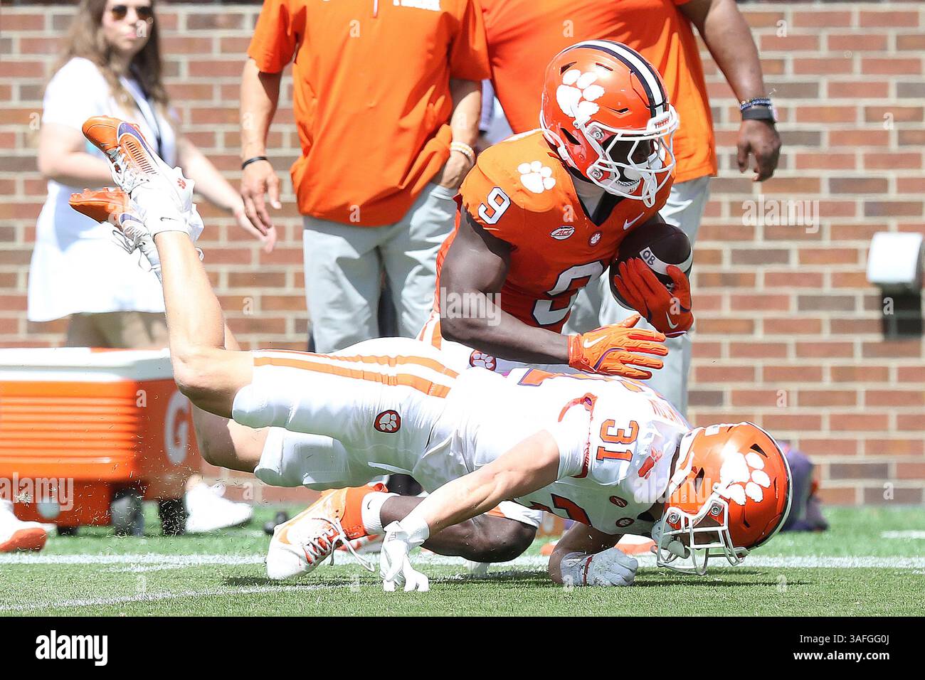 CLEMSON, SC - APRIL 05: Clemson Tigers running back Gideon Davidson (9 ...