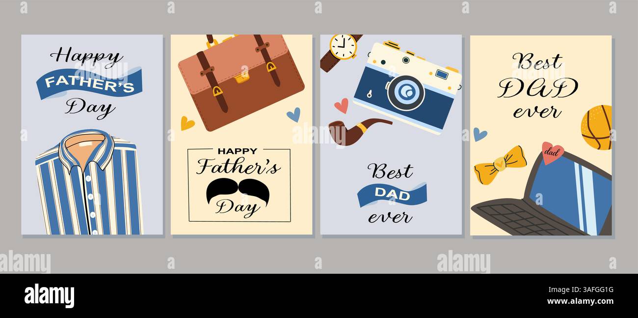 Father's day greeting cards collection - retro designs for dad ...