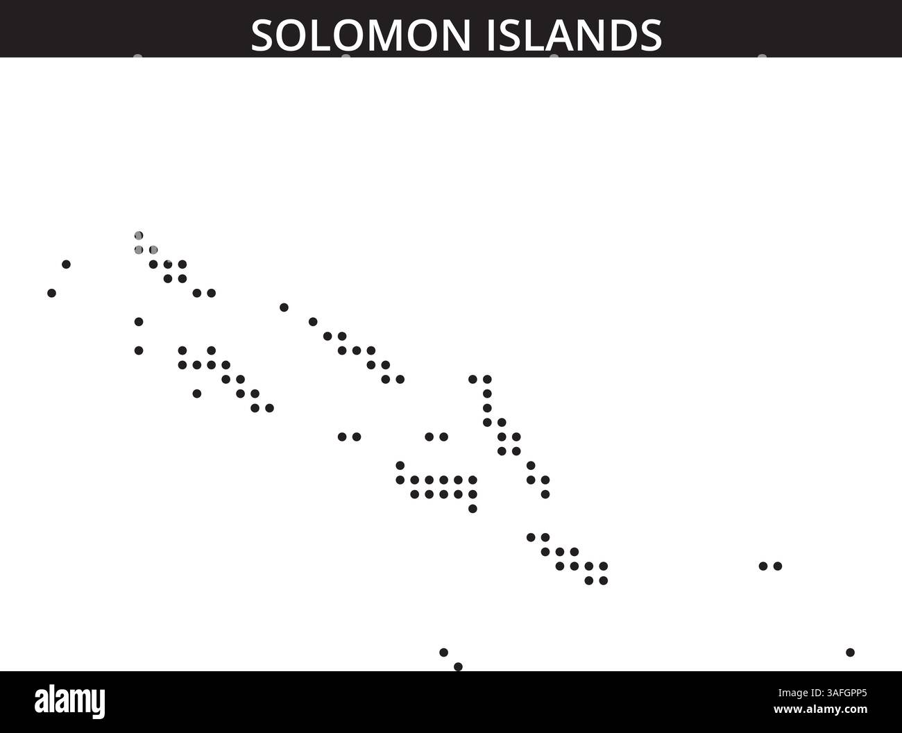 Detailed outline of the Solomon Islands showcasing its geographical ...