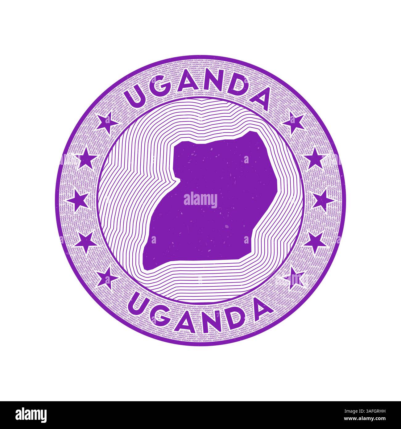 Uganda round badge vector. Country round stamp with shape of Uganda ...