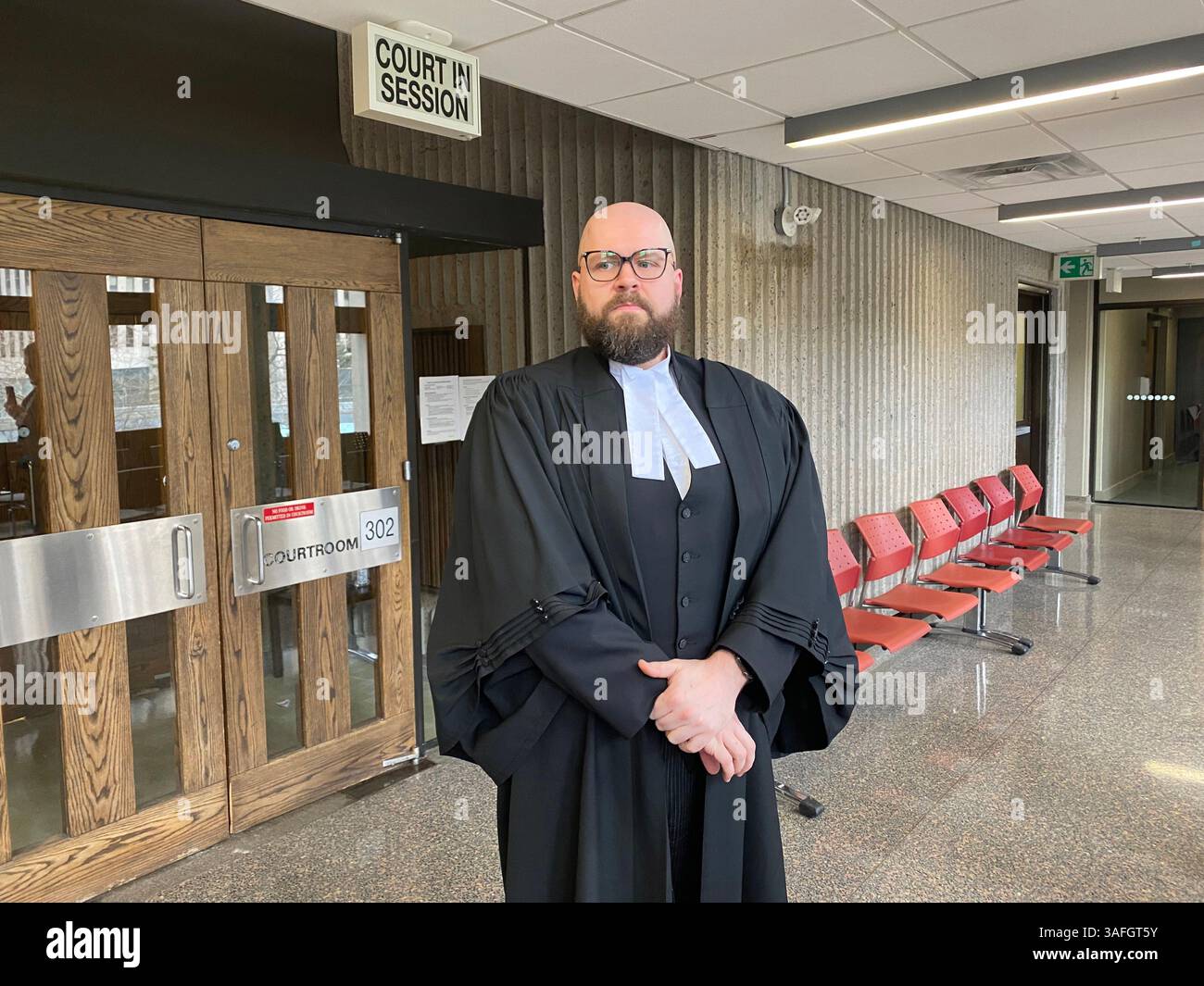 Halifax, Canada. 07th Apr, 2025. Crown attorney Stephen Anstey prepares ...