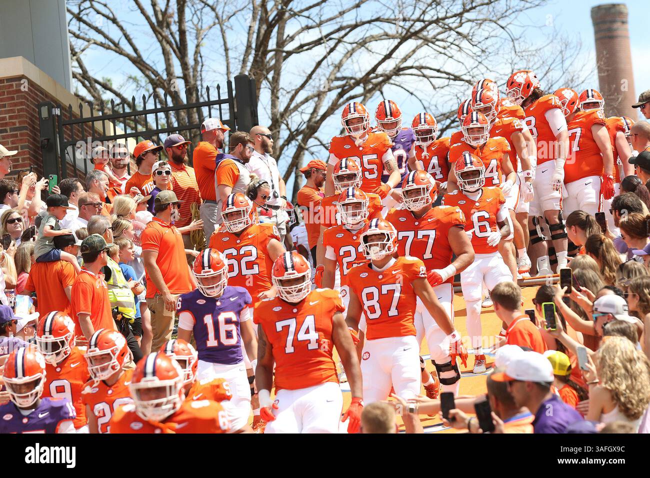 CLEMSON, SC - APRIL 05: Clemson offense runs down the hull during the ...