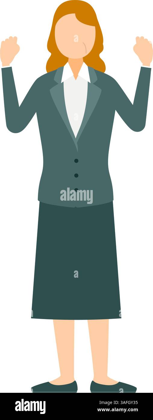 Simple illustration of businesswoman in business suit gut-punching ...