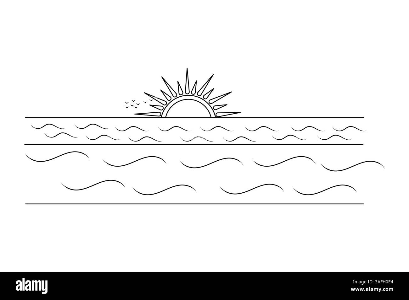 Sunset single line art continuous one line at of Isolated outline ...