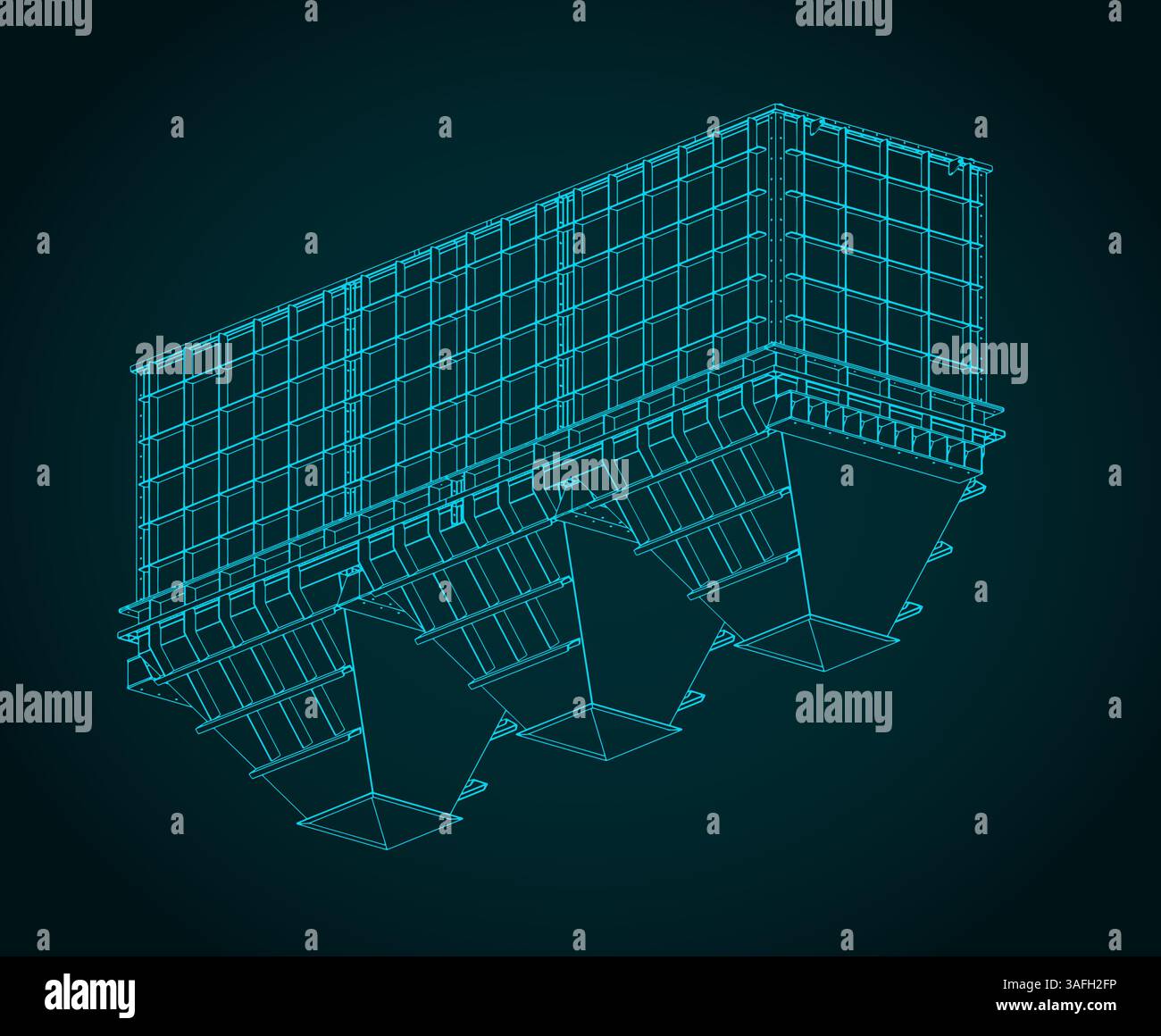 Aggregate batchers & bins isometric sketch stylized vector illustration ...