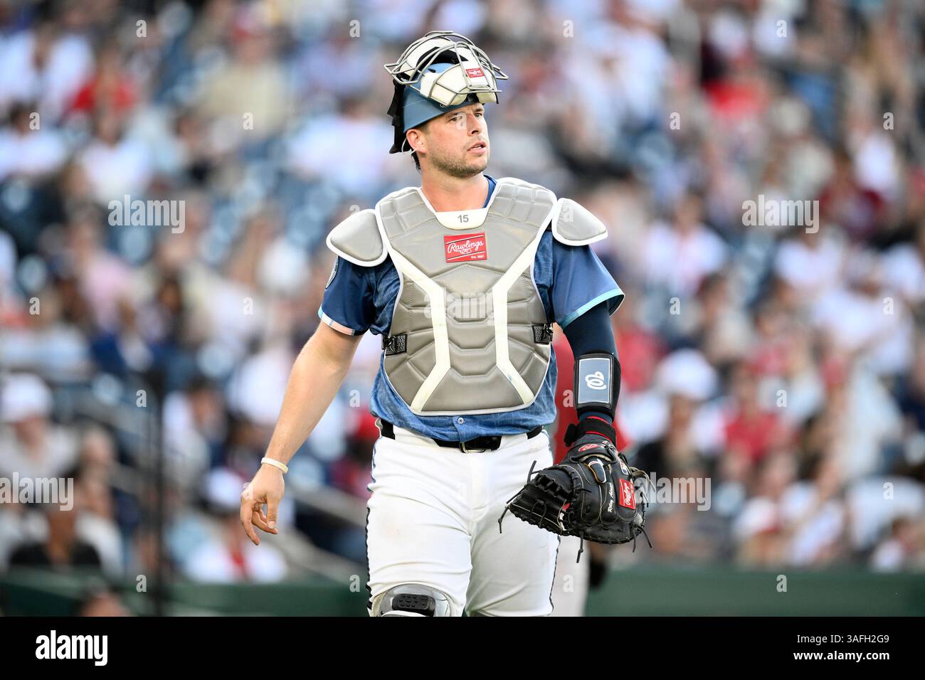 Washington Nationals catcher Riley Adams (15) in action during a ...