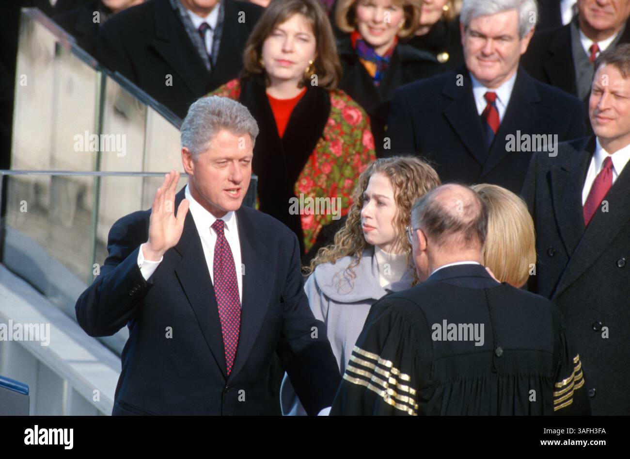 Jan. 20, 1997 - Washington, DC, USA - President Bill Clinton is sworn ...