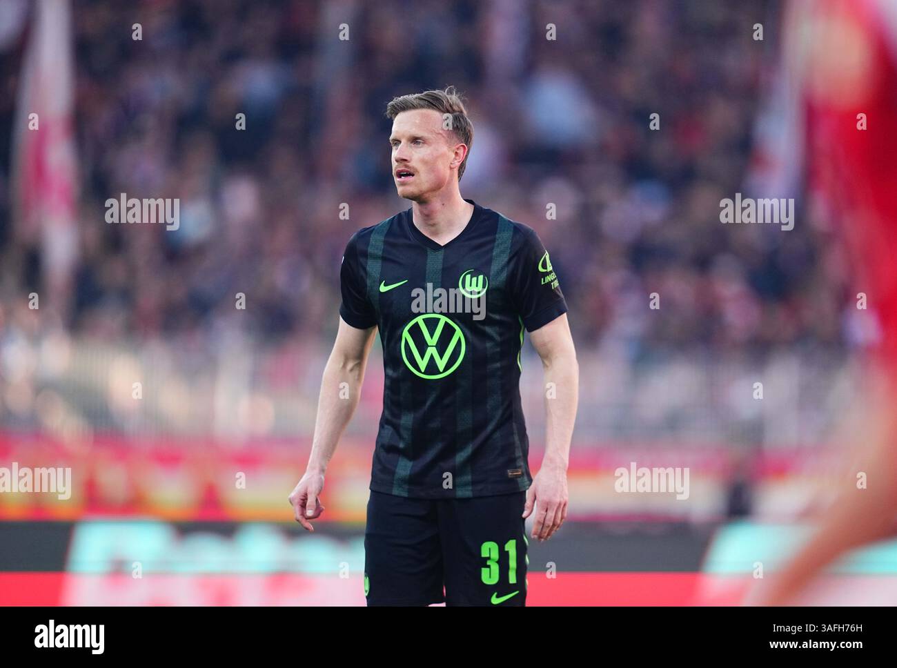April 06 2025: Yannick Gerhardt of VfL Wolfsburg looks on during a 1 ...