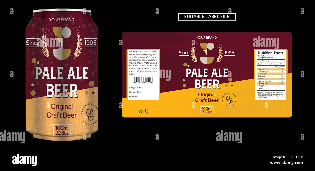 Beer Can label design, Pale Ale Beer label design, Brewery packaging ...