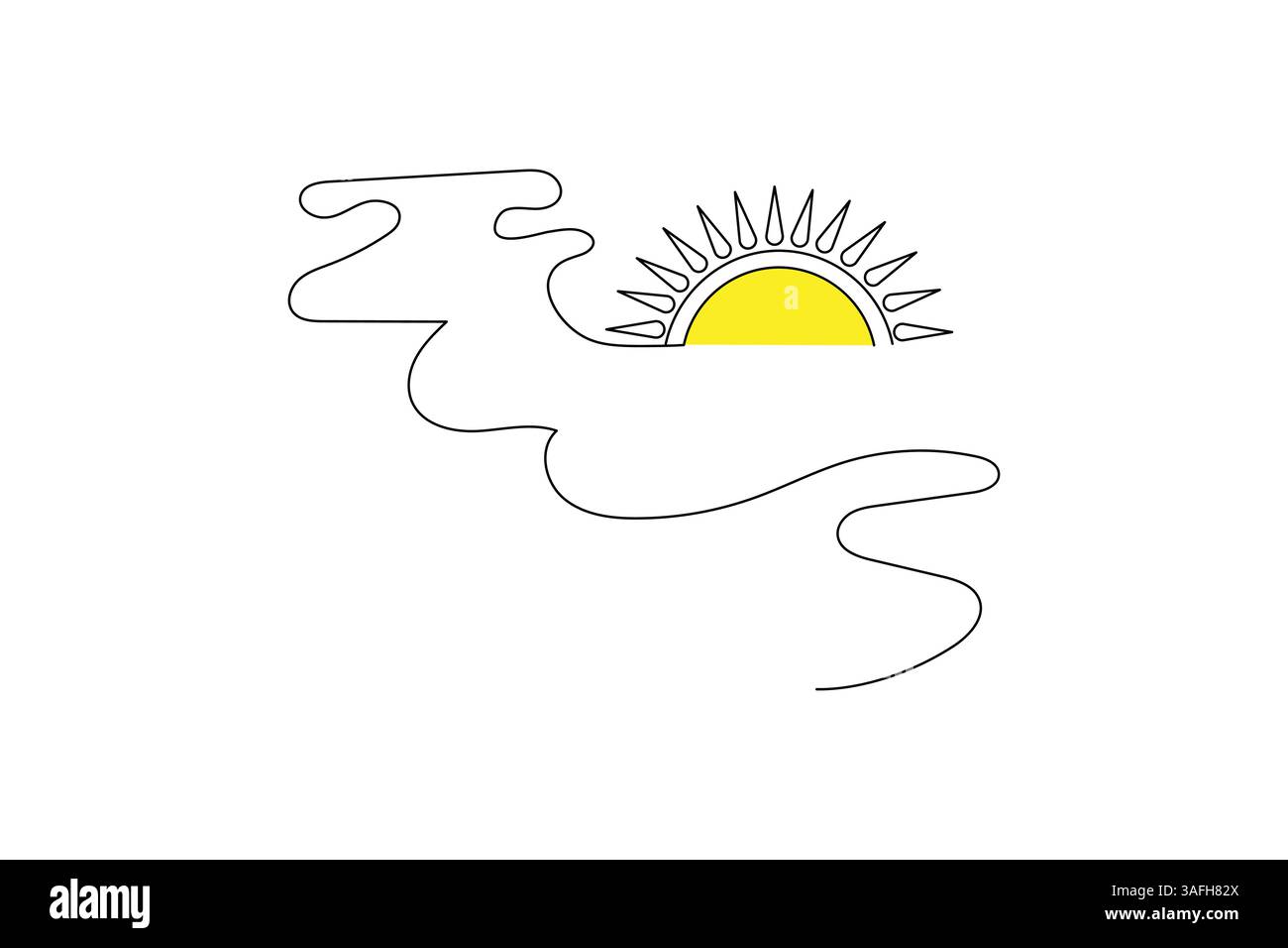 Sunset single line art continuous one line at of Isolated outline ...