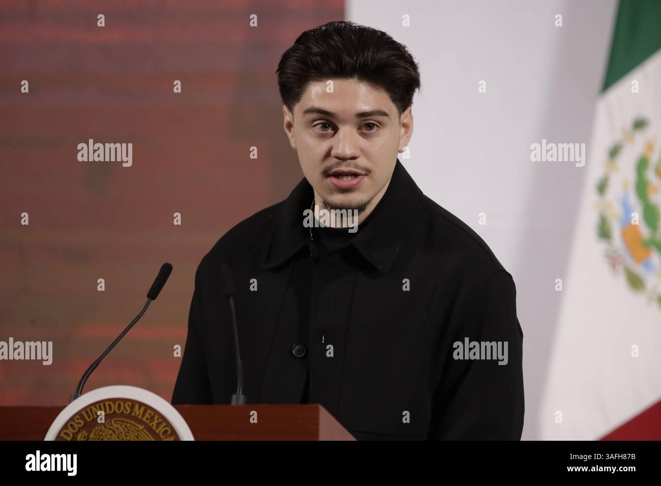 Mexico City, Mexico. 07th Apr, 2025. Singer Jesse Martinez speaks about ...
