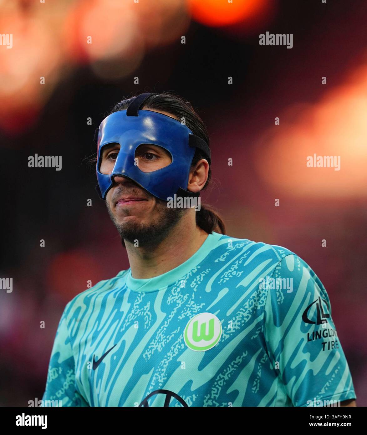 April 06 2025: Kamil Grabara of VfL Wolfsburg looks on during a 1 ...