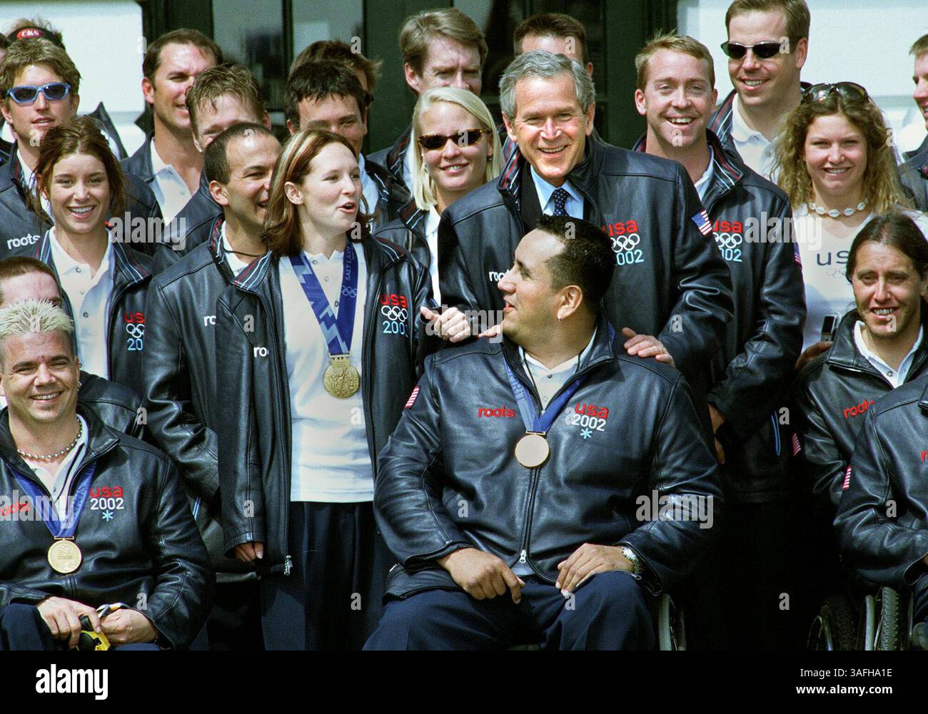 President George W. Bush poses for a photo with members of the U.S ...