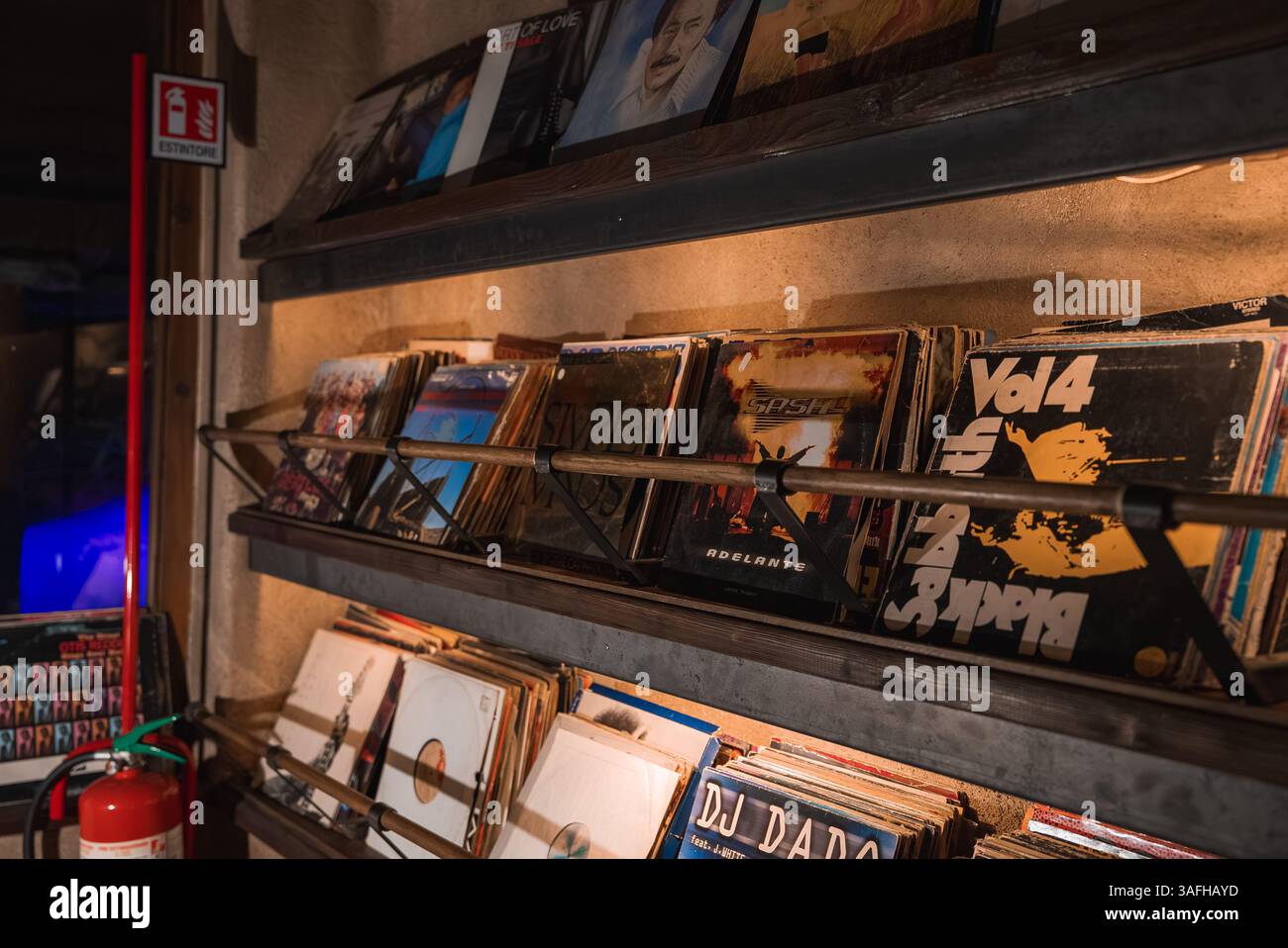 Cozy Interior with Vinyl Records and Wooden Shelves in Italy Stock ...