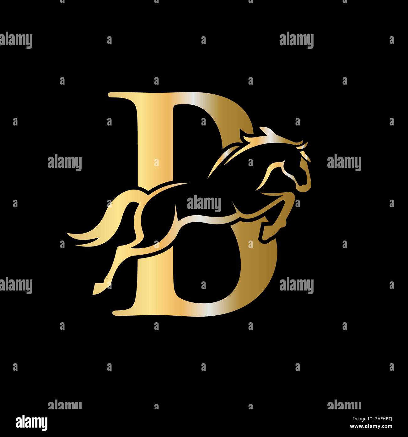 Initial Letter B Horse Logo Design Concept With Jumping Horse Symbol ...