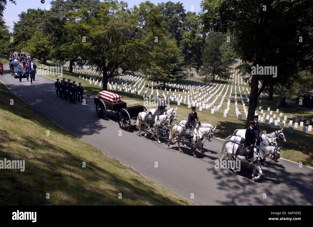 The caisson carrying the coffin of General Benjamin O. Davis who was ...