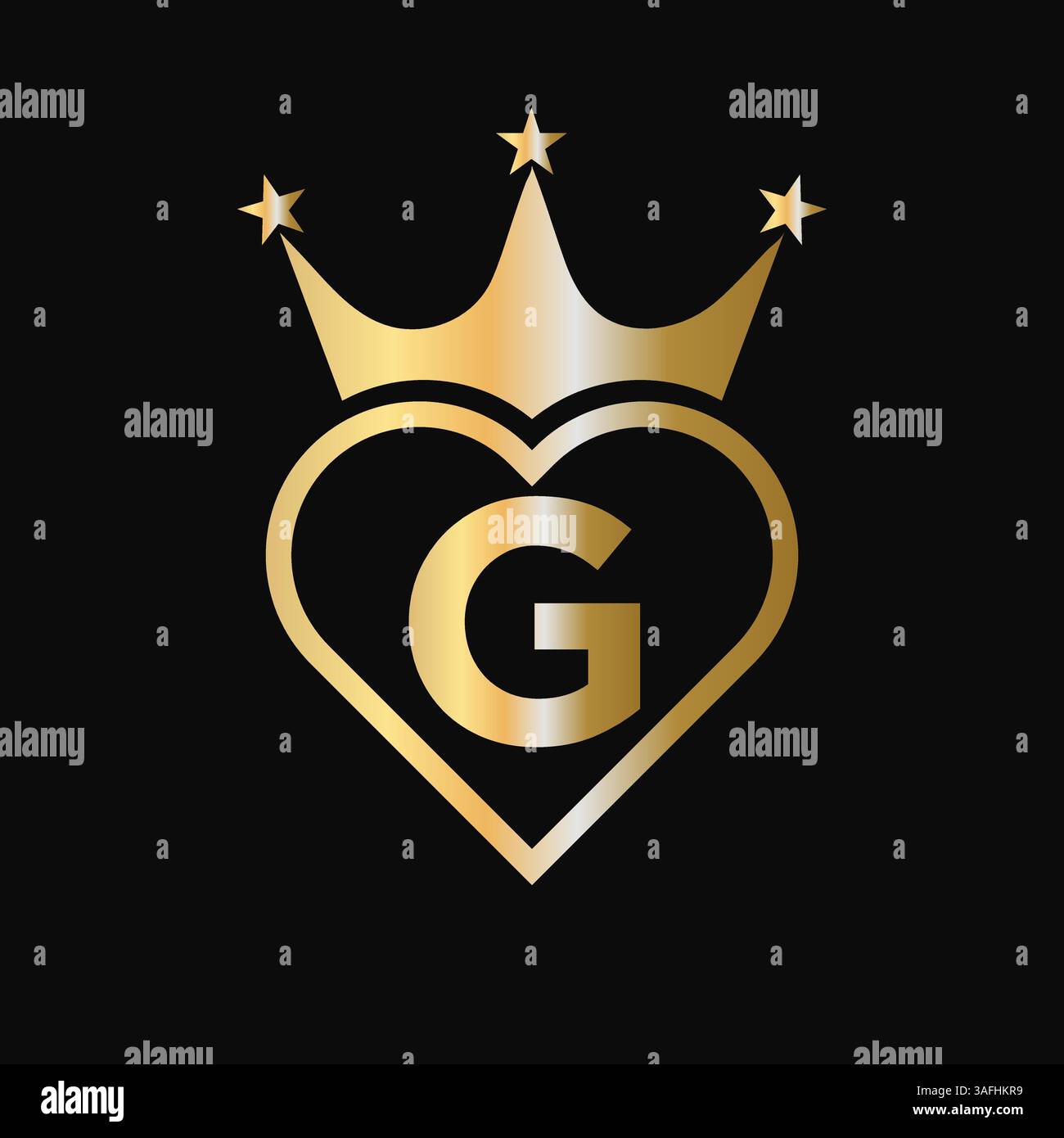Initial Letter G Crown Logo Concept With Heart and Star Symbol Vector ...