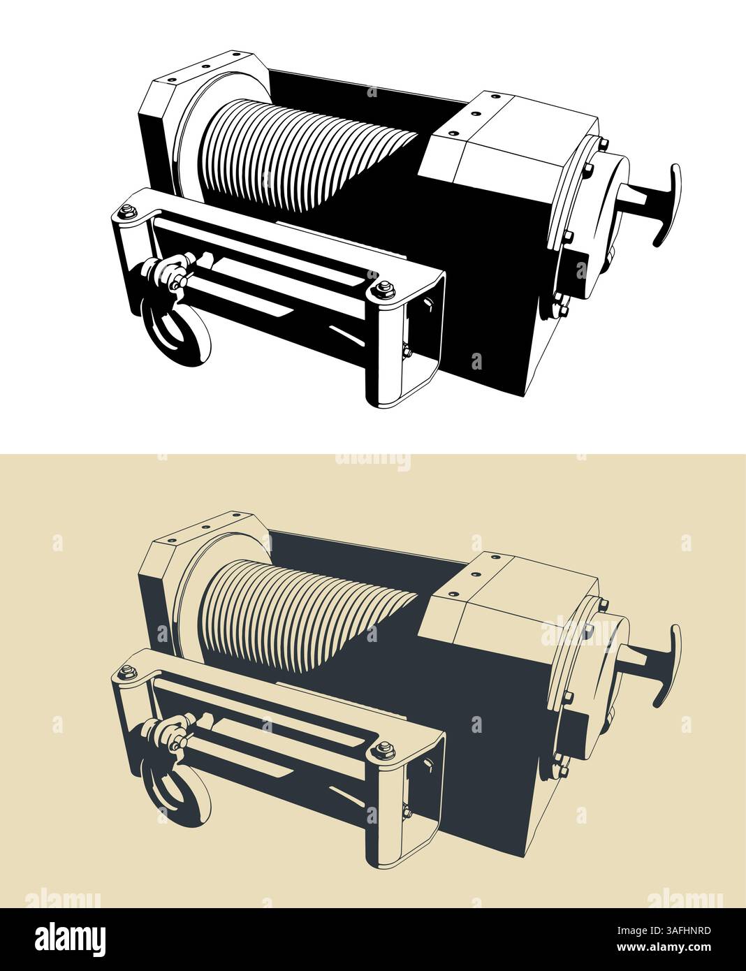 Hydraulic winch stylized vector illustrations Stock Vector Image & Art ...
